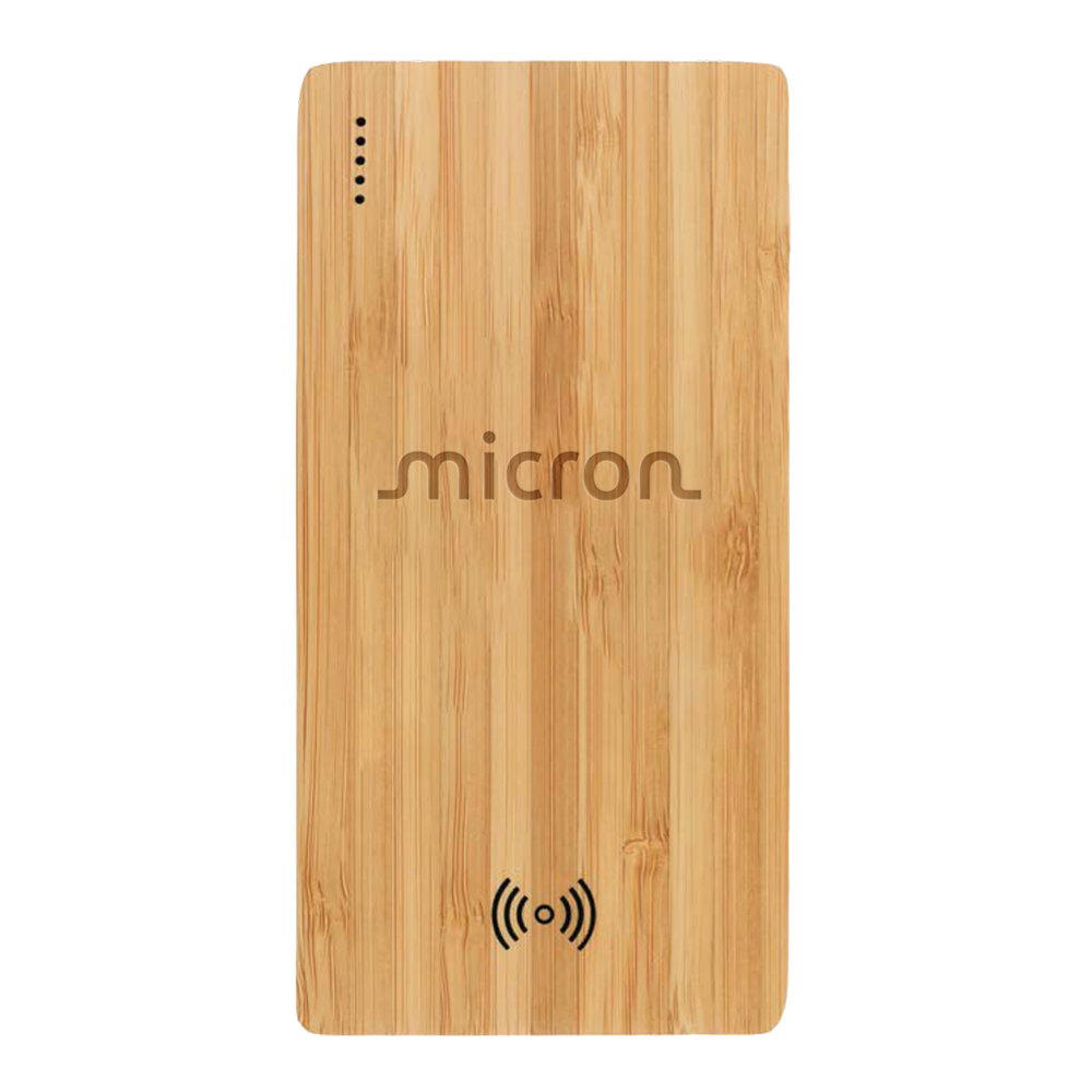 eco-Friendly Bamboo Wireless Power Bank – Micron Branded Merchandise